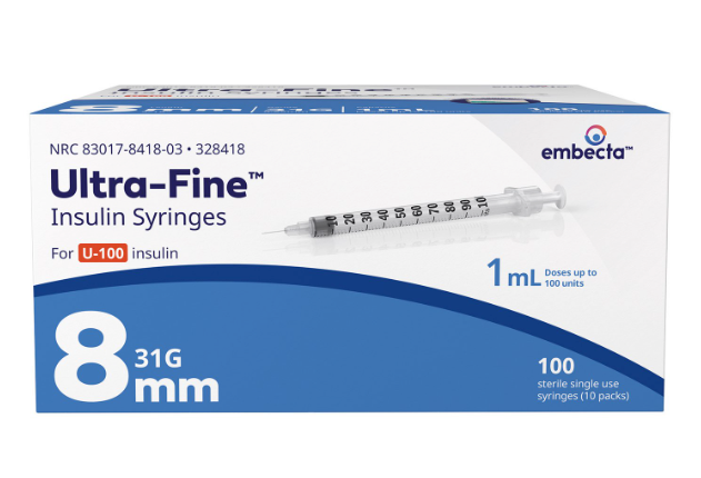 Embecta (formerly BD) Insulin Syringes 1cc (1 mL) x 31G x 5/16" (Box o ...